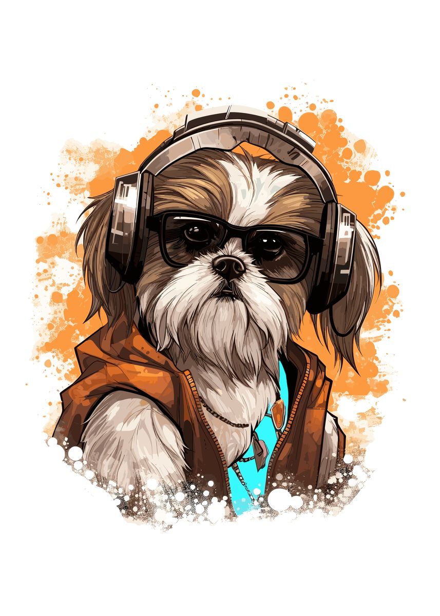 'Dog Cute Colorful' Poster, picture, metal print, paint by Ted Ramsey ...