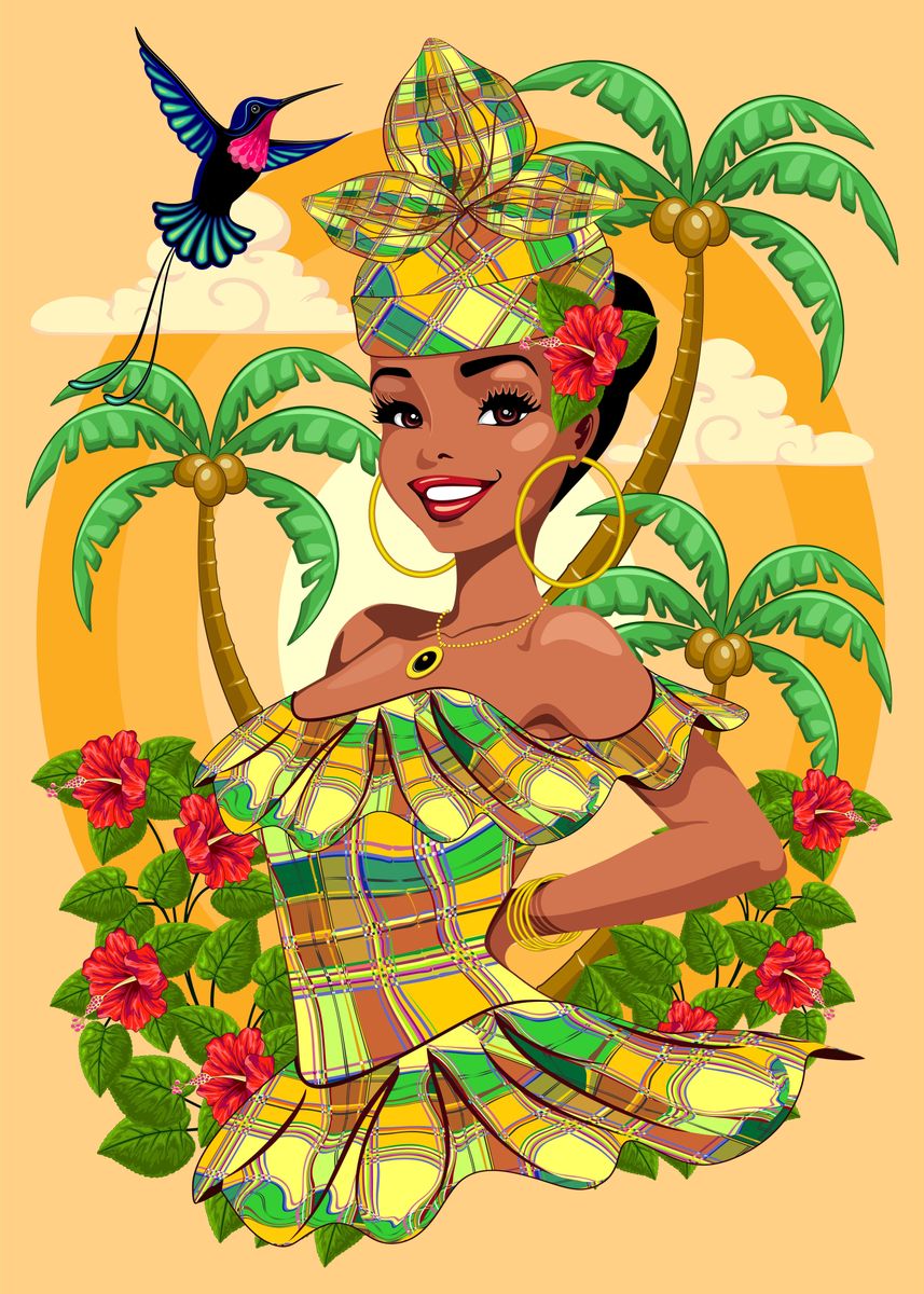 'Caribbean girl Beauty' Poster, picture, metal print, paint by ...