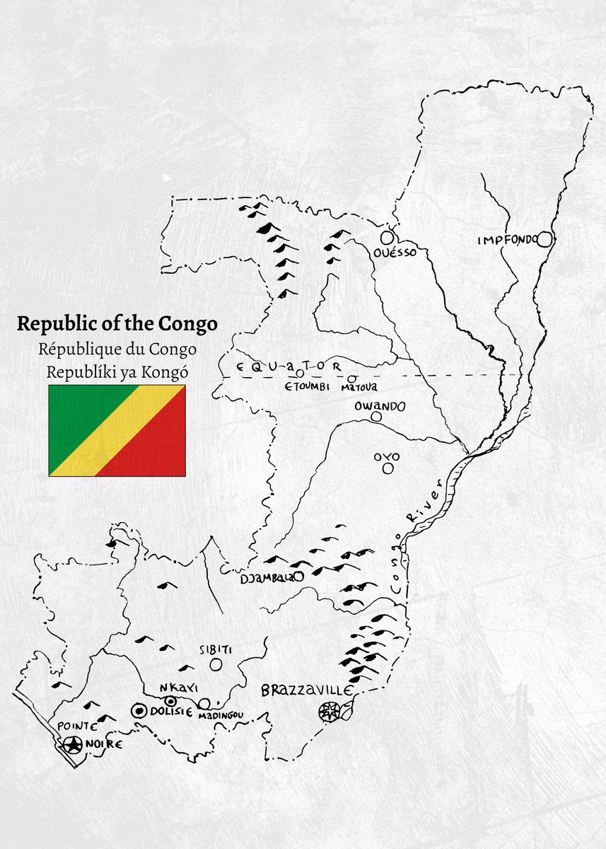 'Handdrawn Congo Map' Poster, picture, metal print, paint by Angelos ...