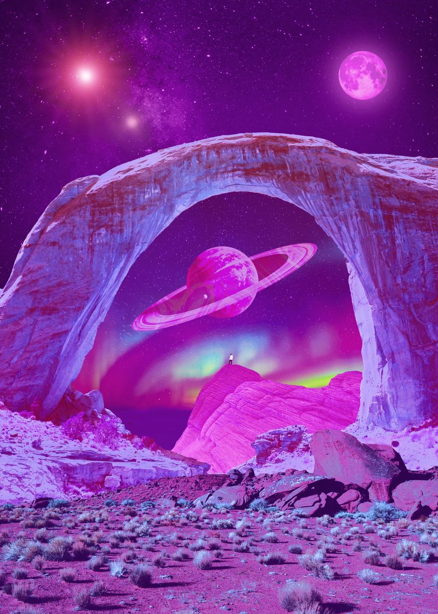 'Rock Bridge Space Fantasy' Poster by Float Chill | Displate