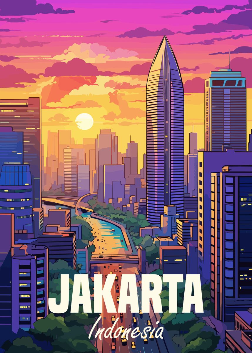 'Jakarta Indonesia' Poster, picture, metal print, paint by Mesh | Displate