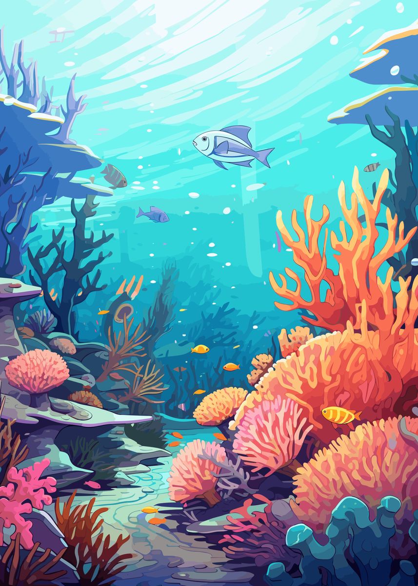 'Coral Reef' Poster, picture, metal print, paint by Mesh | Displate