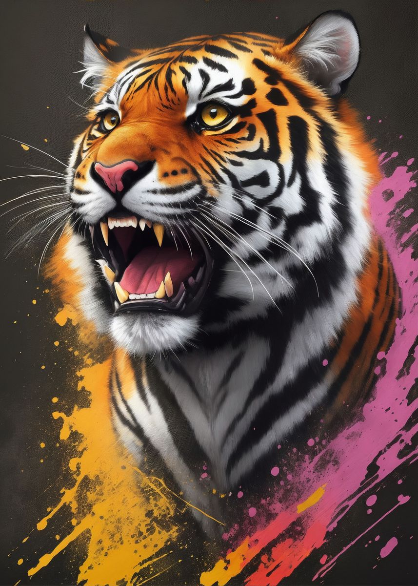 'Angry tiger painting' Poster, picture, metal print, paint by Ayen ...