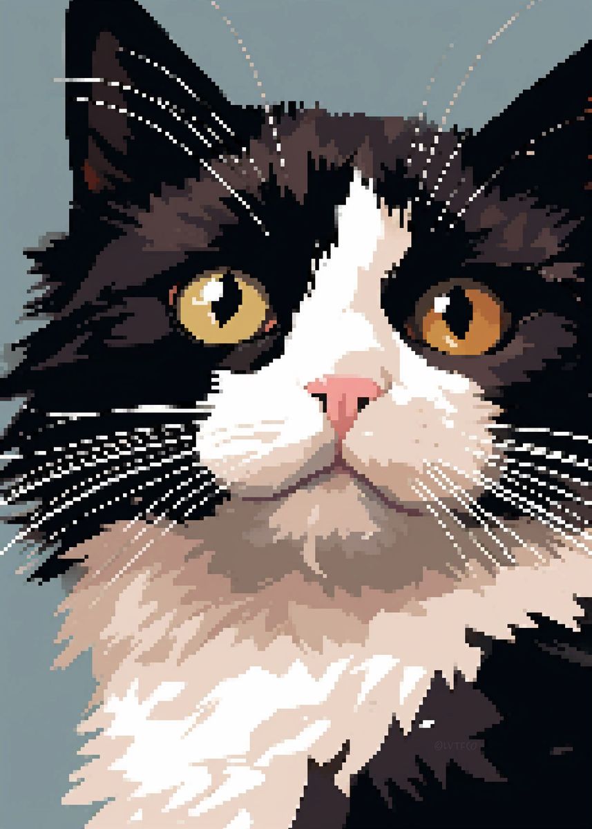 'Cat Portrait Pixel Art' Poster by LVTFCO | Displate