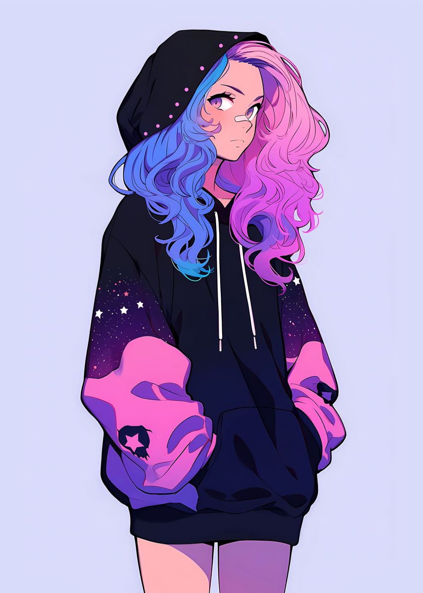 'Anime Hooded Sad Girl' Poster, picture, metal print, paint by Juka ...