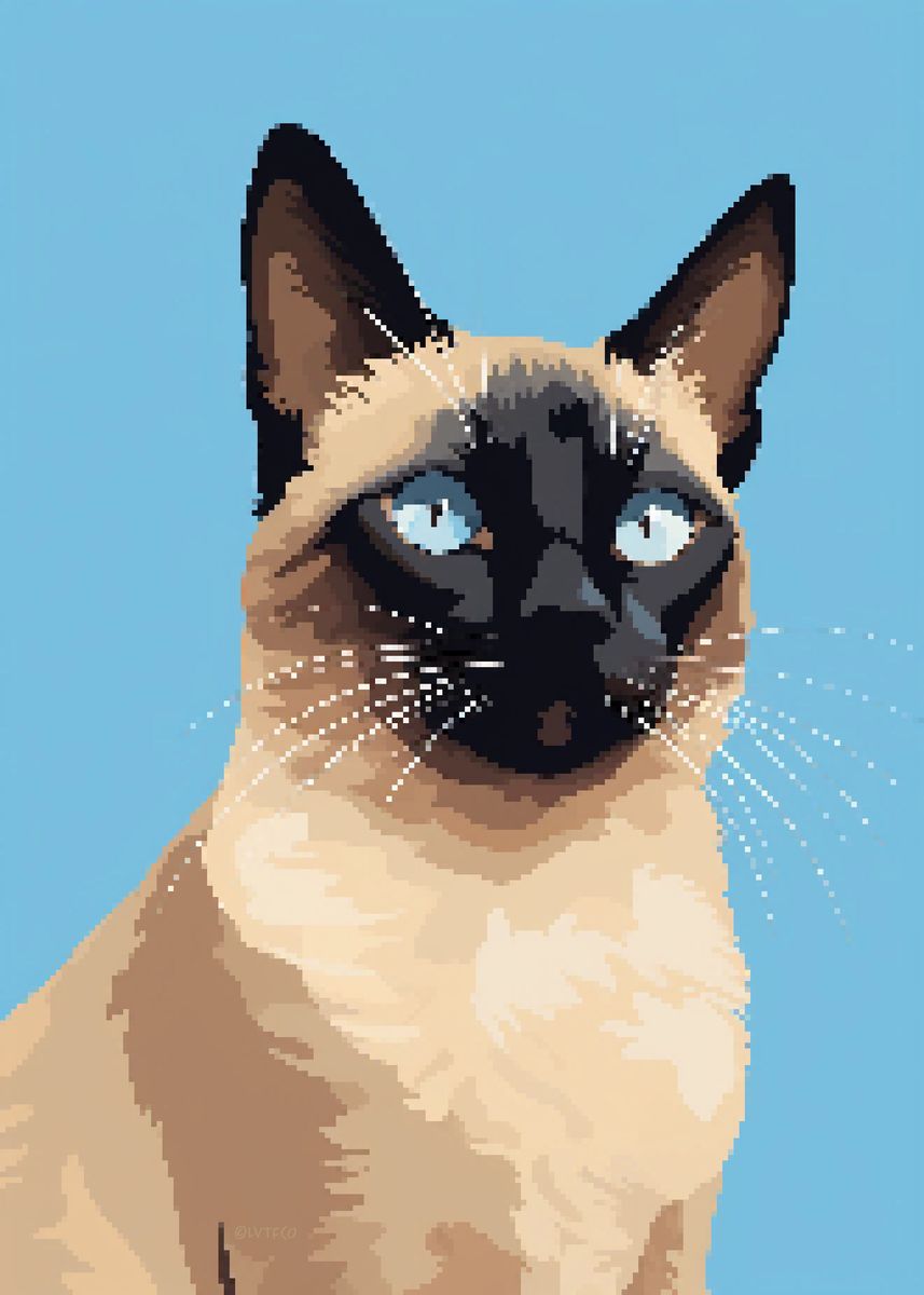 'Siamese Cat Pixel Art' Poster, picture, metal print, paint by LVTFCO ...
