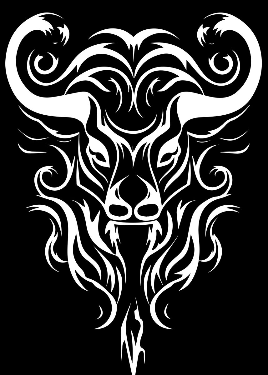 'Bull Tribal Design' Poster, picture, metal print, paint by Sabiqul ...