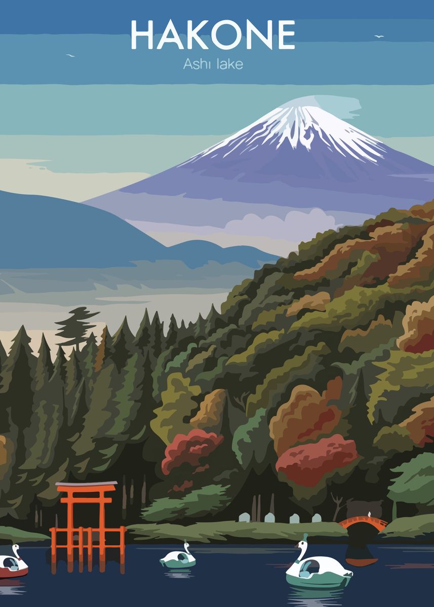'Travel to hakone' Poster, picture, metal print, paint by Addolf ...