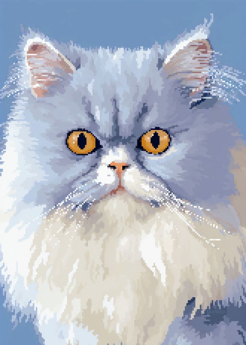 'Cute Persian Kitten Pixel' Poster, picture, metal print, paint by ...