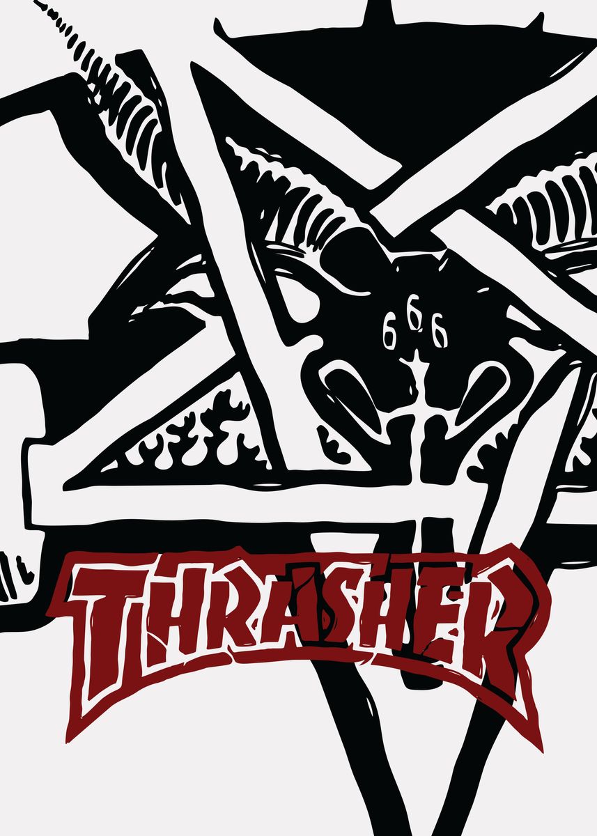 'Thrasher' Poster, picture, metal print, paint by Gondrong Ndeso | Displate