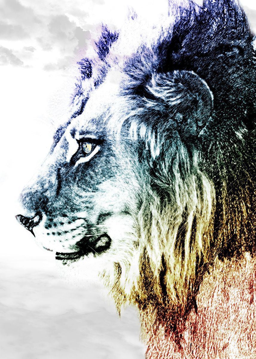 'Lion shadow' Poster by jesus barreto | Displate