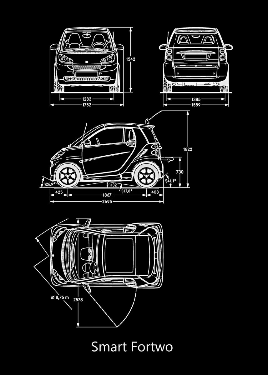 'Smart Fortwo ' Poster, picture, metal print, paint by Fast Elevator ...