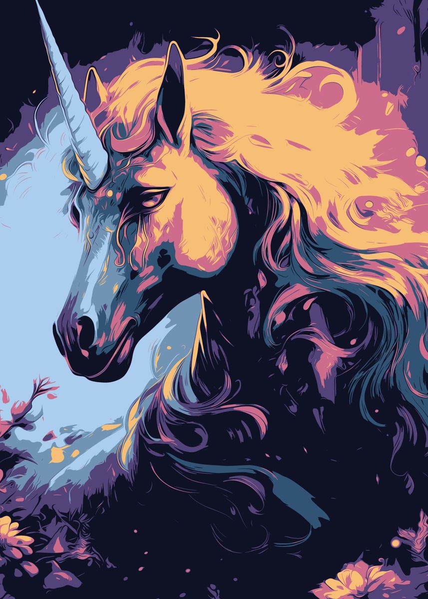 'Unicorn' Poster, picture, metal print, paint by Kamelyon | Displate