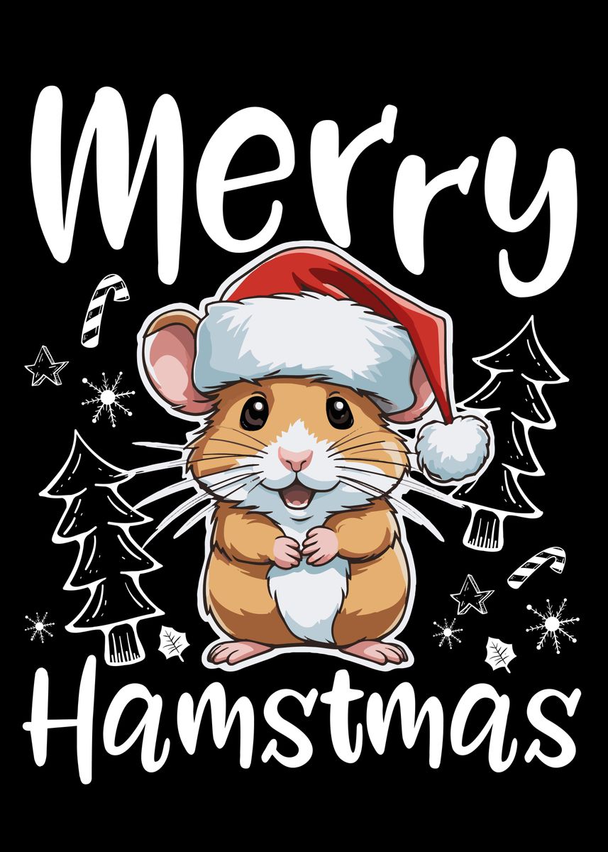 'Merry hamstmas' Poster, picture, metal print, paint by BeMi | Displate