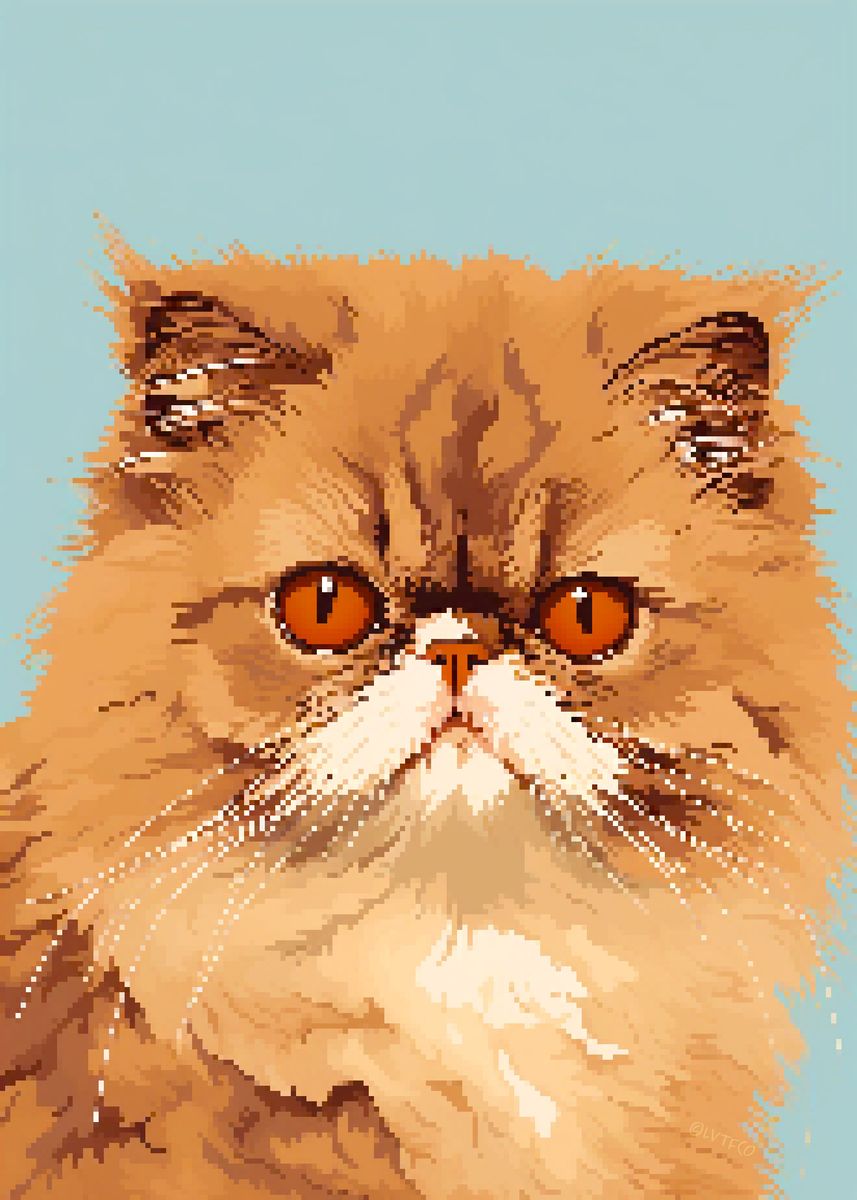 'Persian Kitty Pixel Art' Poster, picture, metal print, paint by LVTFCO ...