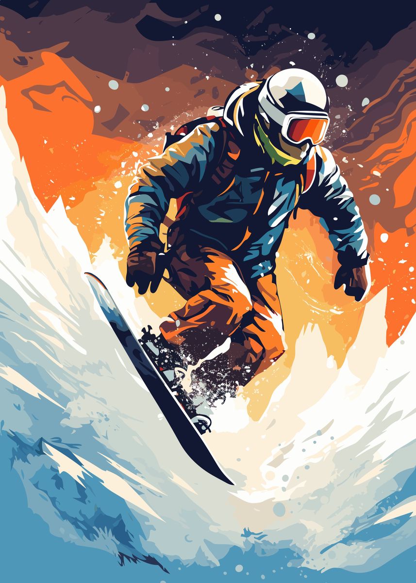 'Snowboard Ski' Poster, picture, metal print, paint by Mesh | Displate