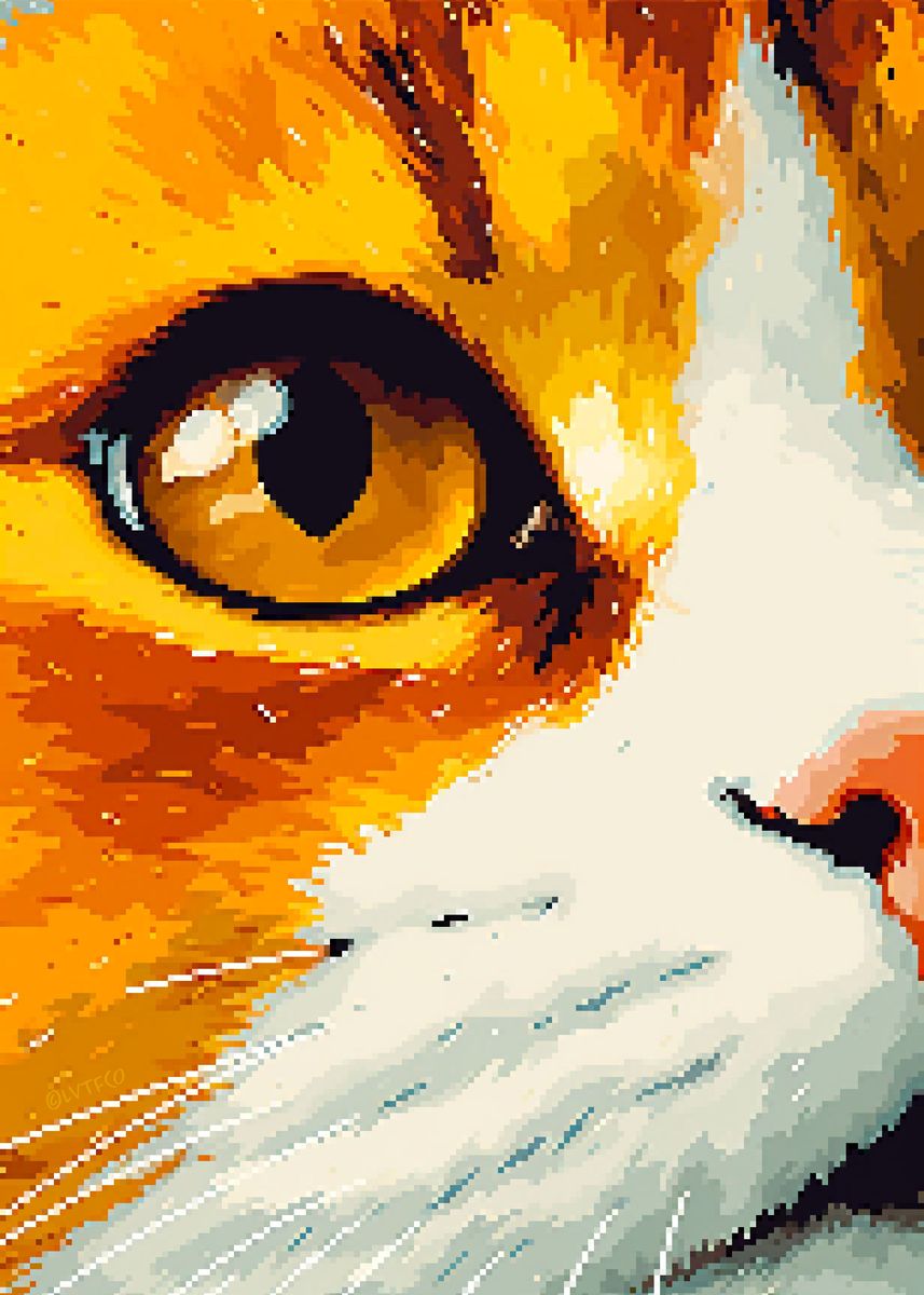 'Cat Closeup Pixel Art' Poster, picture, metal print, paint by LVTFCO ...