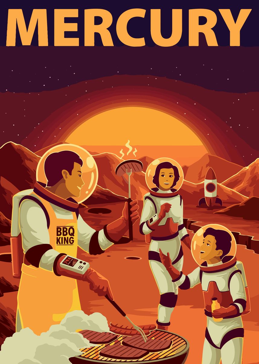 'visit on mercury' Poster, picture, metal print, paint by Addolf ...