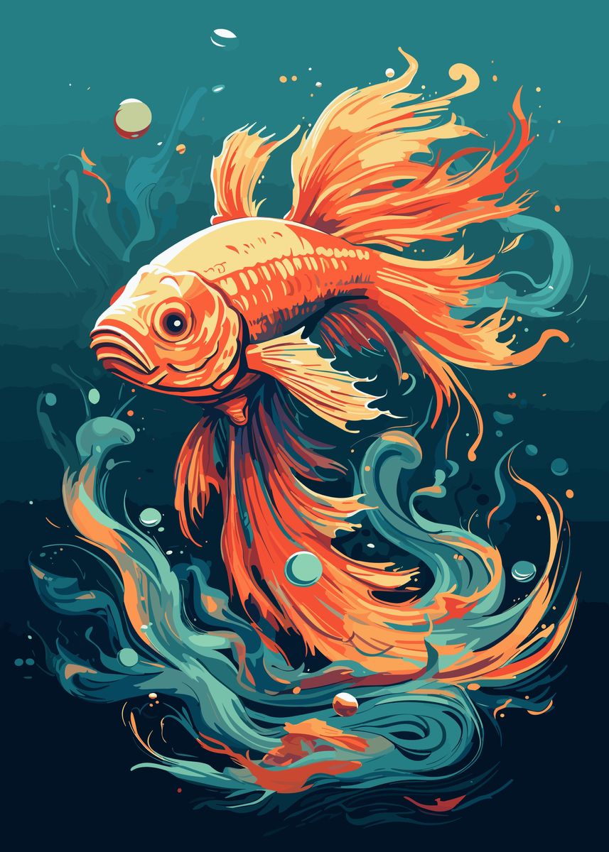 'Koi Fish' Poster, picture, metal print, paint by Mesh | Displate