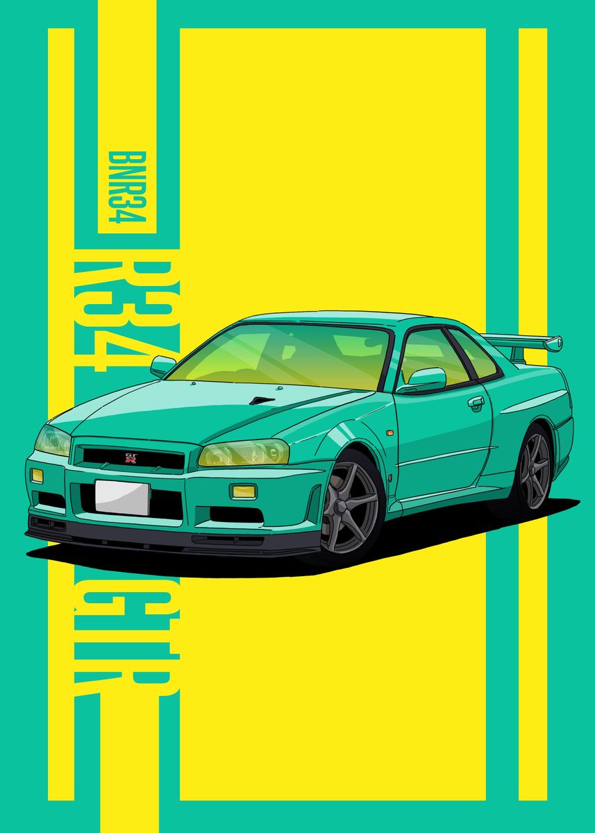 'Nissan R34 GTR' Poster by ND Fat | Displate