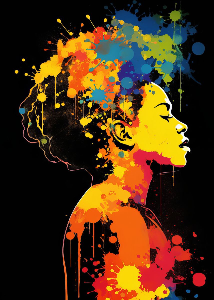 'Afro Woman' Poster, picture, metal print, paint by AnHa | Displate