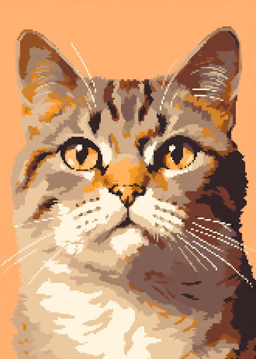 'Cute Kitty Pixel Art' Poster, picture, metal print, paint by LVTFCO ...