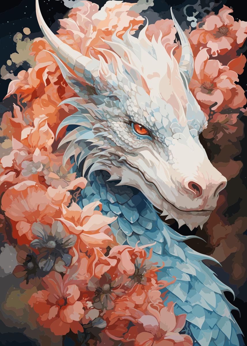 'Fantasy Flower Dragon' Poster, picture, metal print, paint by ...