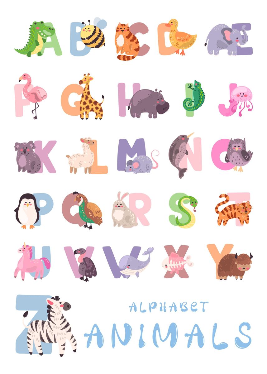 'Alphabet Animal' Poster, picture, metal print, paint by Doublede ...