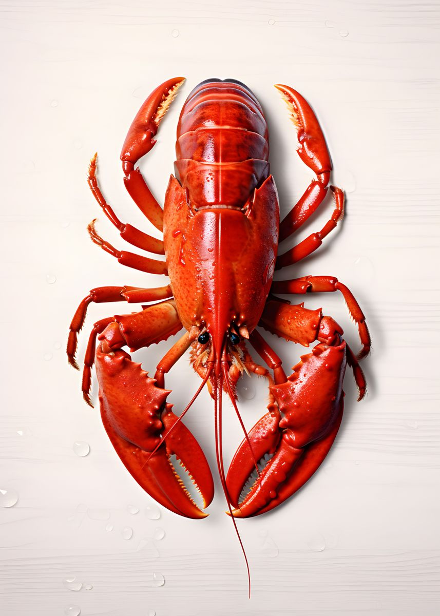 'Minimalist Red Lobster' Poster, picture, metal print, paint by Chris ...