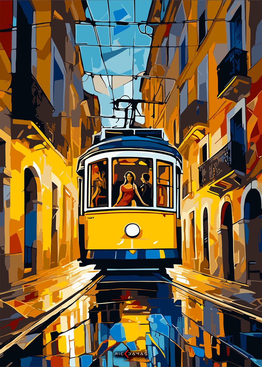 'LISBON TRAM' Poster, picture, metal print, paint by Ricardo Guerreiro ...