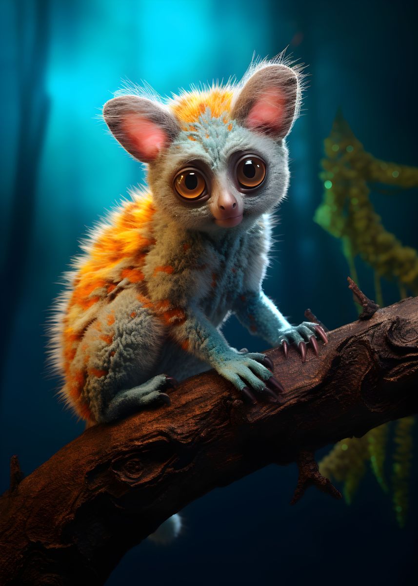 'Cute Forest Lemur Alien' Poster, picture, metal print, paint by ...