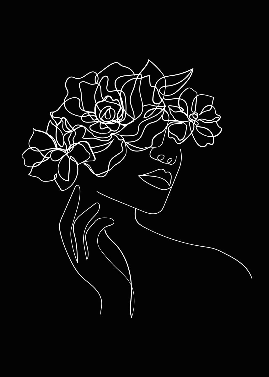 'A girl one line art' Poster, picture, metal print, paint by mohamed ...