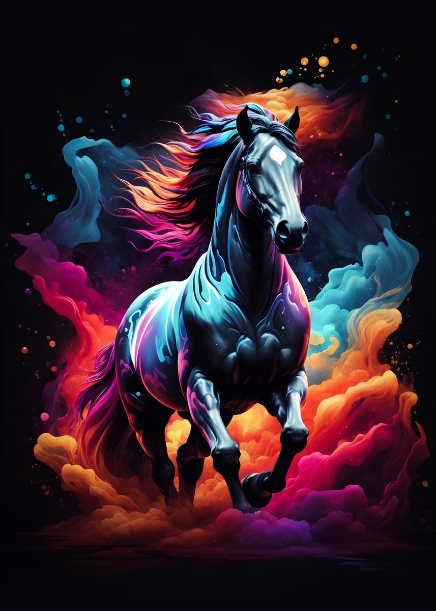 'Stallion Running' Poster, picture, metal print, paint by Dream Reality ...