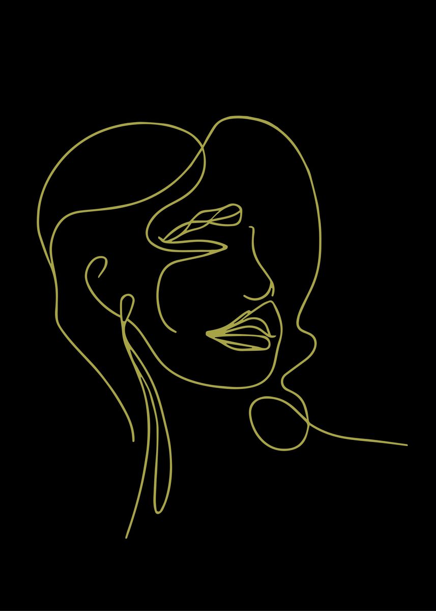 'Golden Line Art Woman Face' Poster by Jess Kilfoil | Displate