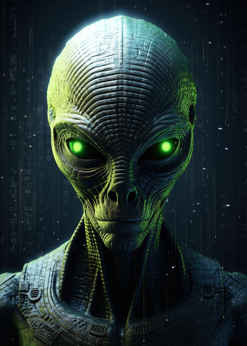'Futuristic Alien' Poster, picture, metal print, paint by Ilyrin | Displate
