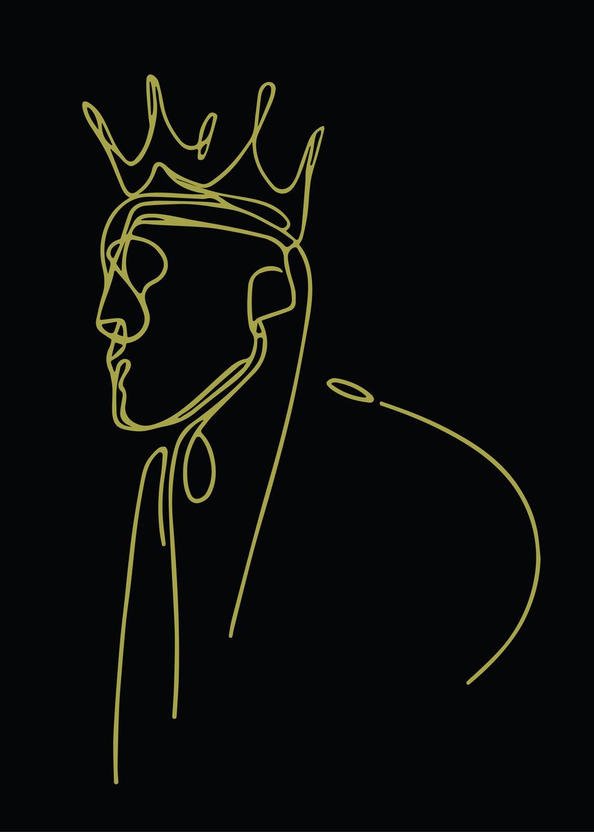 'Golden Line Art King' Poster, picture, metal print, paint by Jess ...