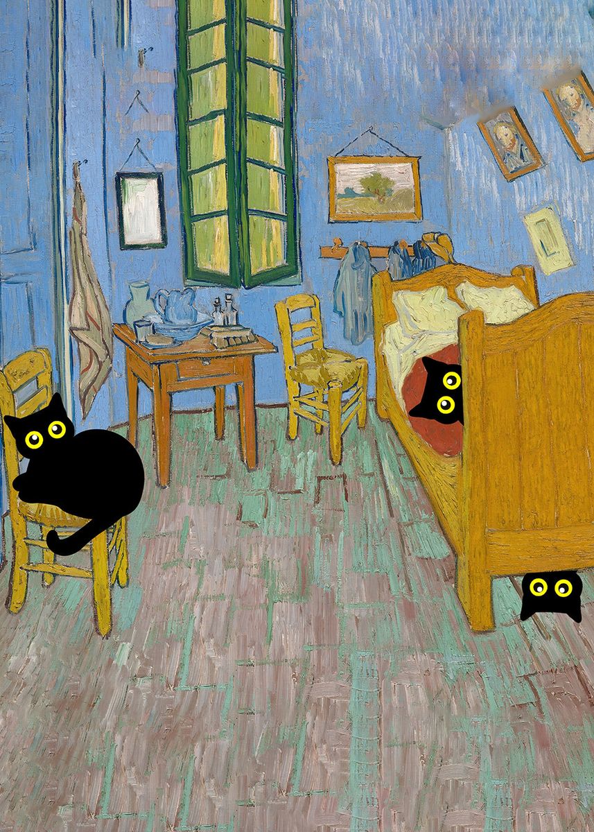 'BLACK CAT MONET bedroom ' Poster, picture, metal print, paint by gani ...