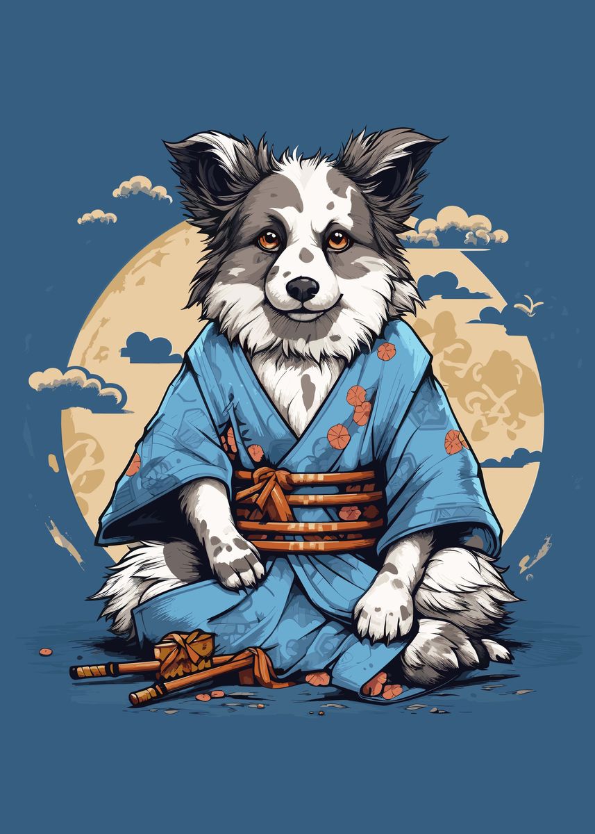 'Dog Samurai Japanese' Poster, picture, metal print, paint by CHRIS ...