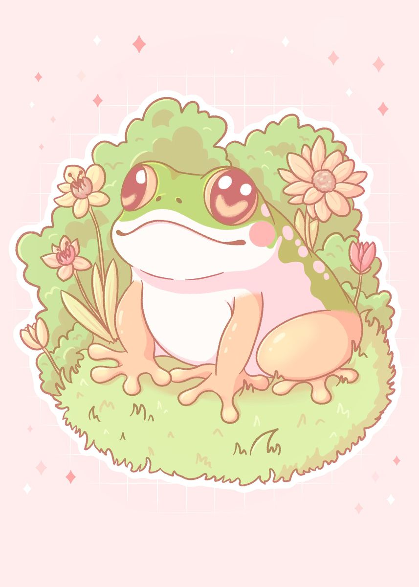'Pastel Frog Friend' Poster, picture, metal print, paint by Christina ...
