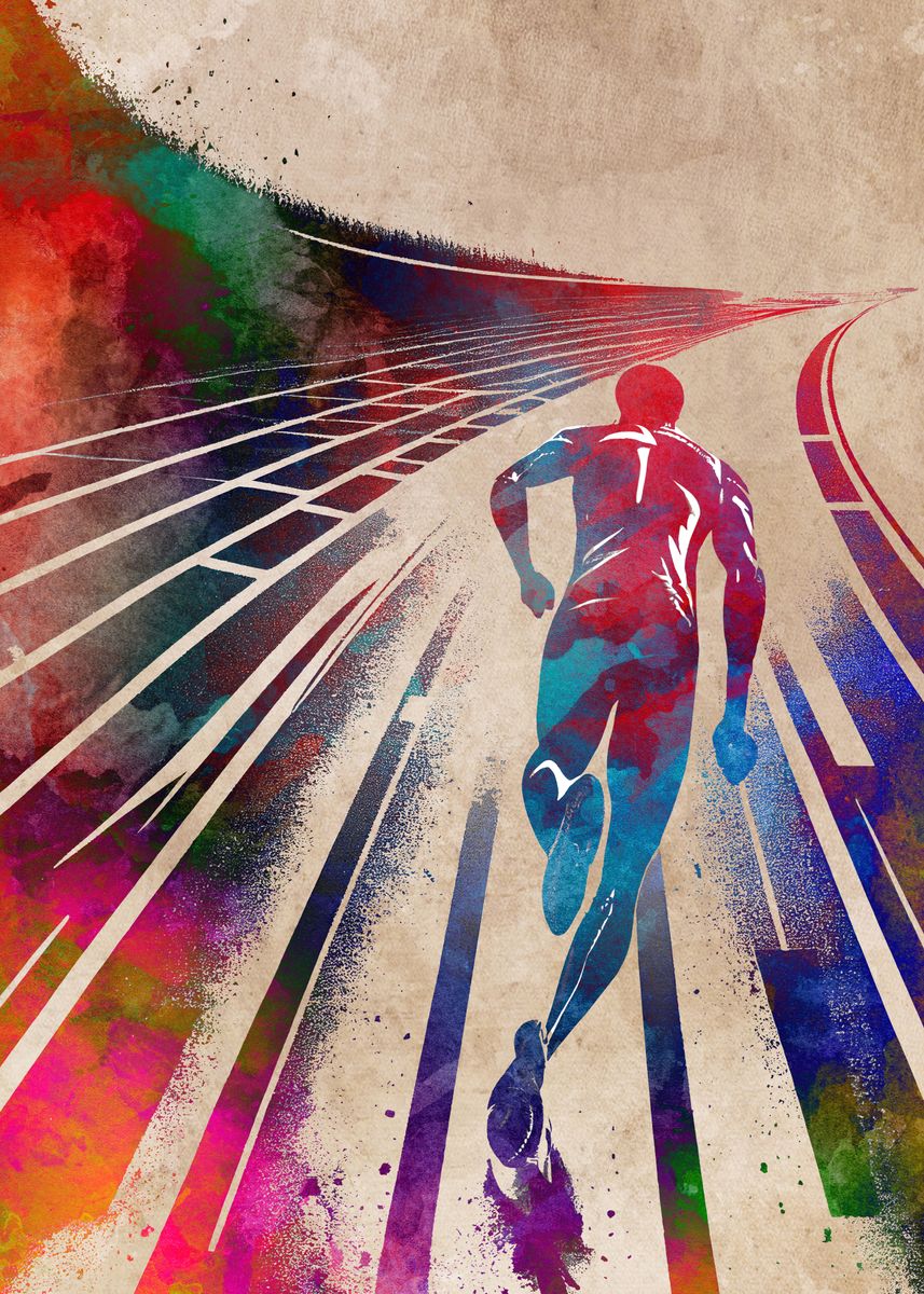 'Runner sport art' Poster, picture, metal print, paint by JBJart ...
