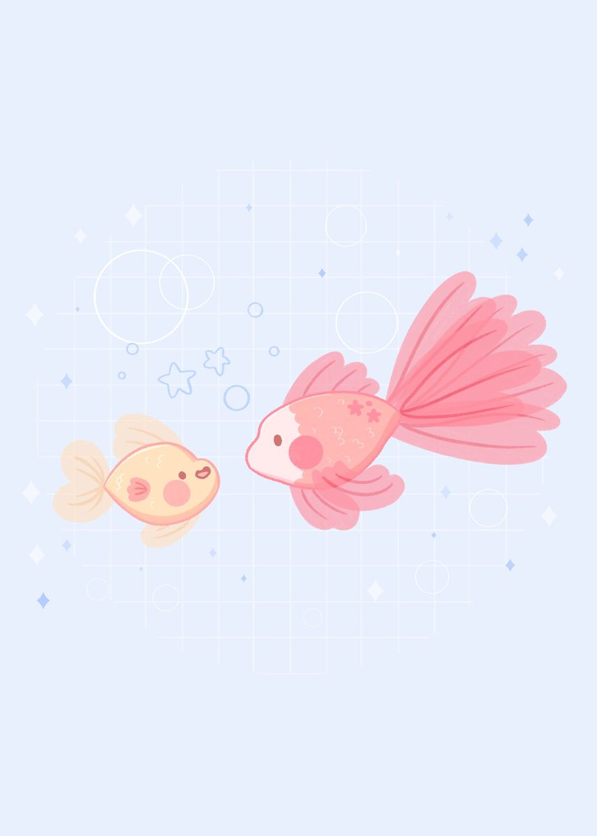 'Pastel Baby Fish Friends' Poster, picture, metal print, paint by ...