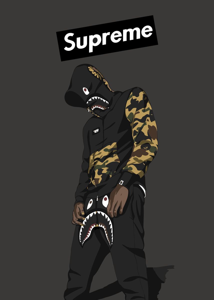 'Supreme x BAPE' Poster, picture, metal print, paint by Marinka Lubov ...
