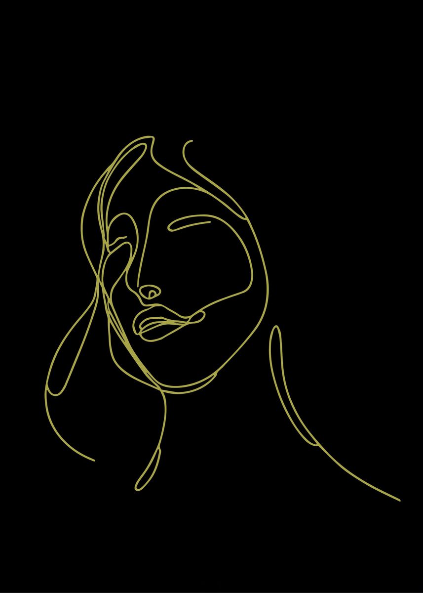 'Golden Line Art Woman Face' Poster by Jessica Kilfoil | Displate