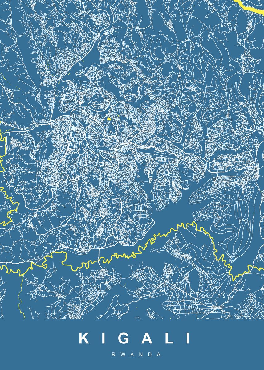 'MAP KIGALI RWANDA' Poster, picture, metal print, paint by UrbanMaps ...