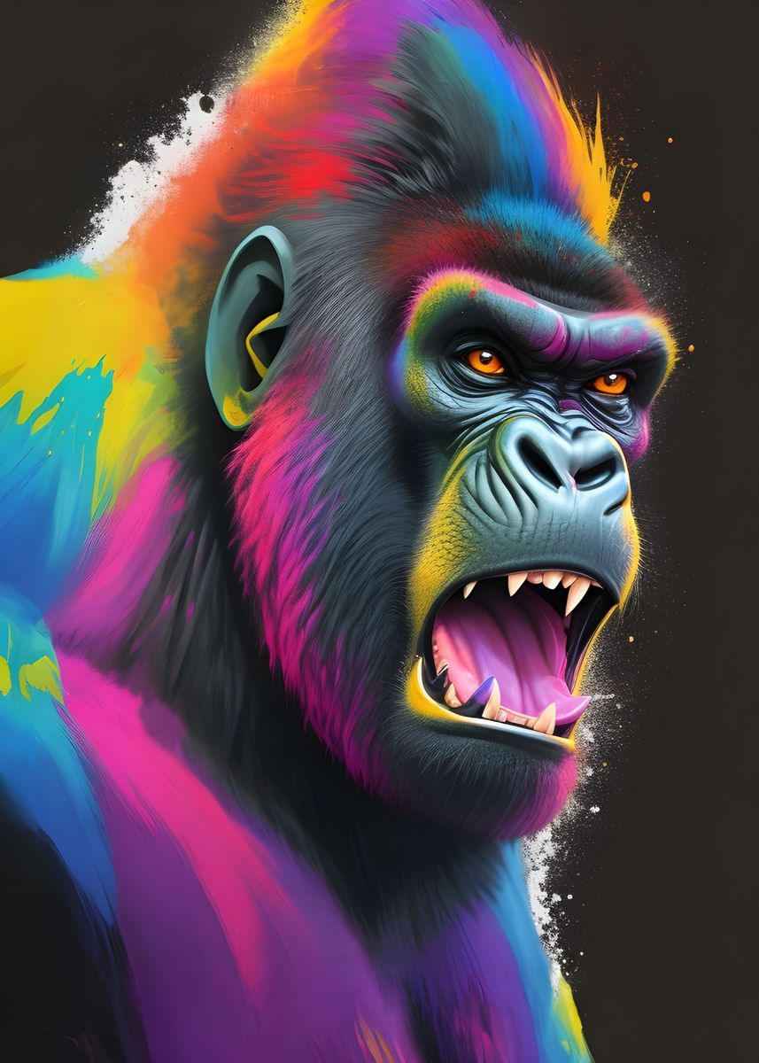 'Splash art Gorilla' Poster, picture, metal print, paint by Ayen Khusna ...