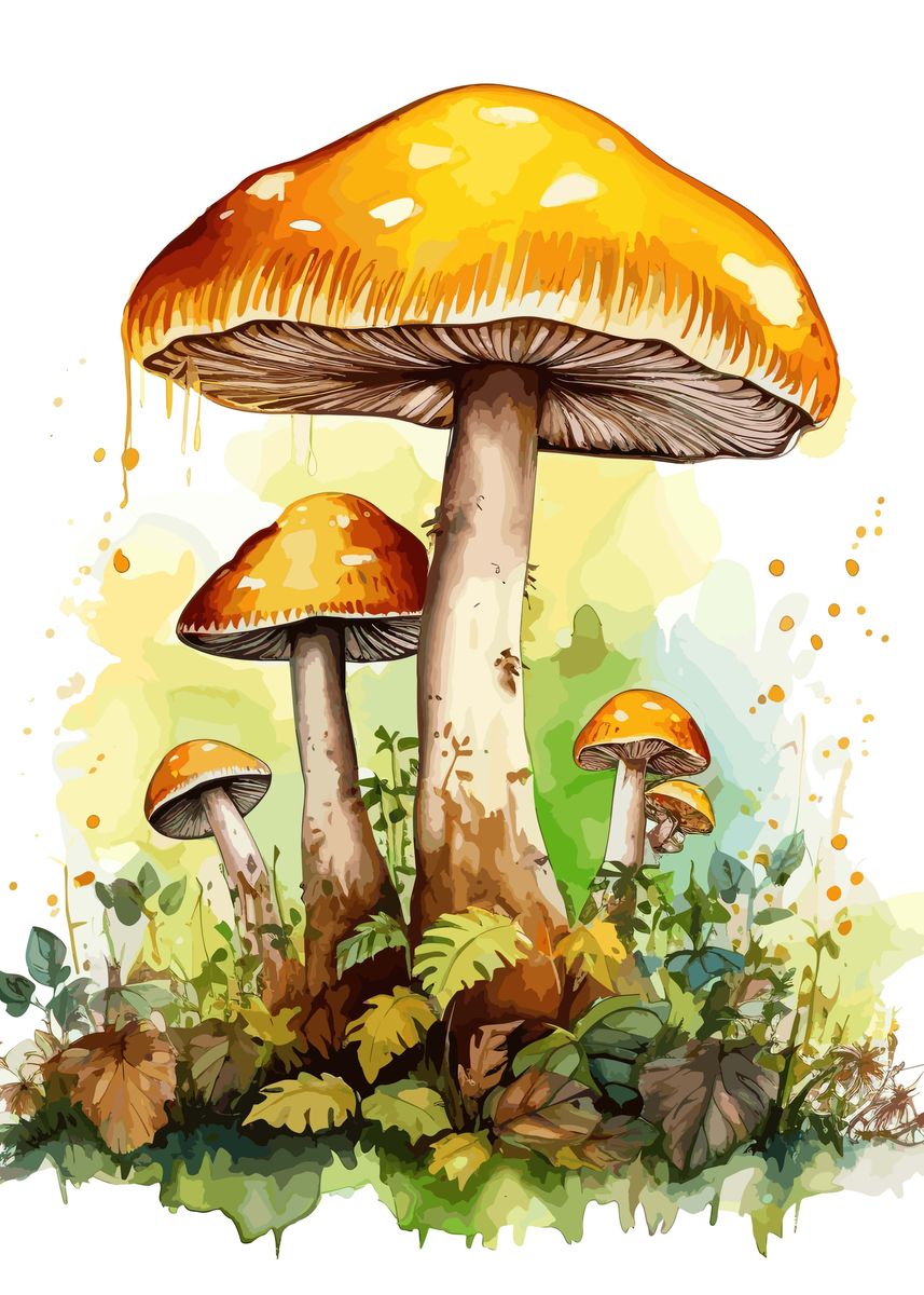 'Watercolor Mushroom' Poster, picture, metal print, paint by Floyd ...