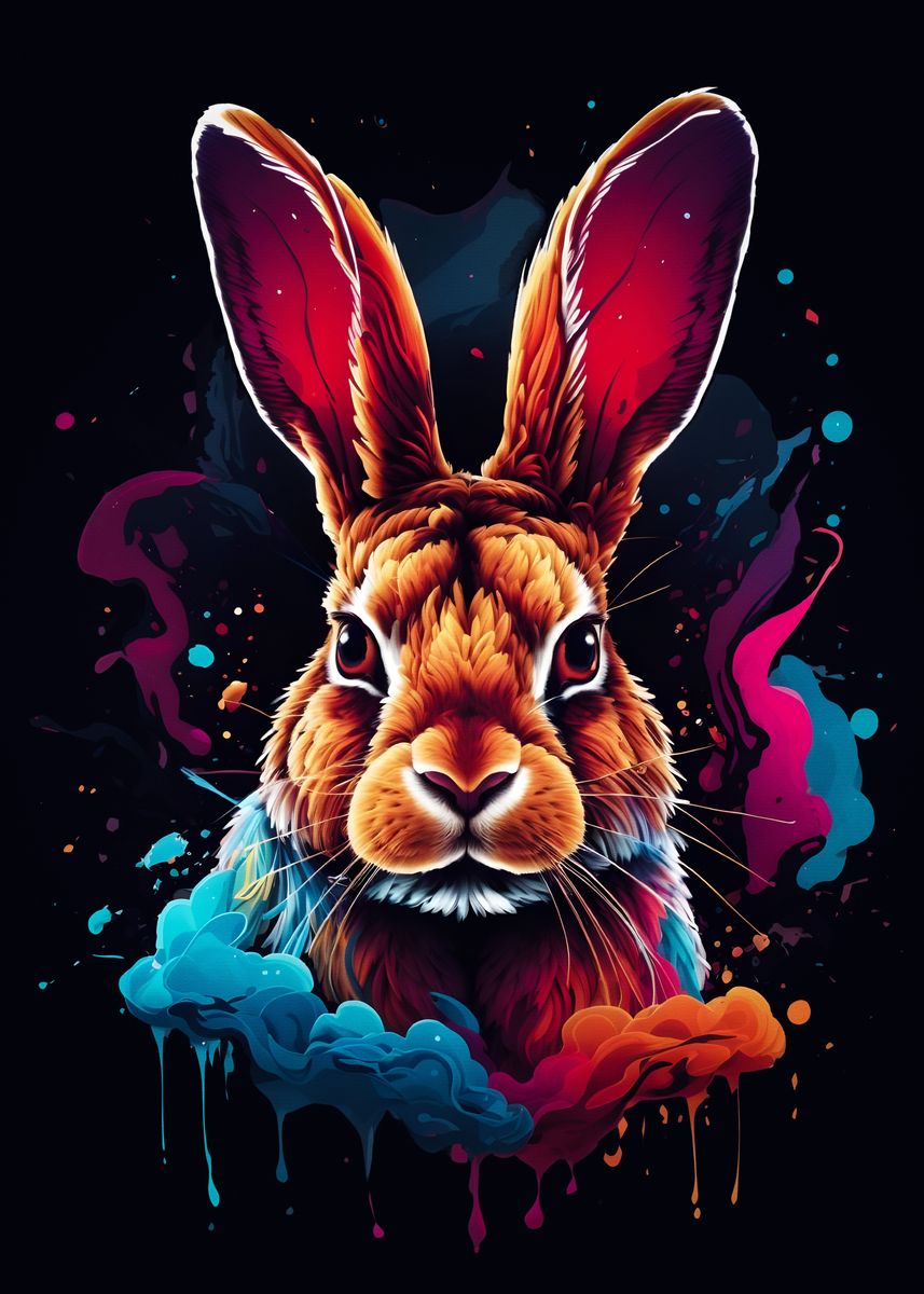 'Colorful rabbit' Poster, picture, metal print, paint by Dream Reality ...