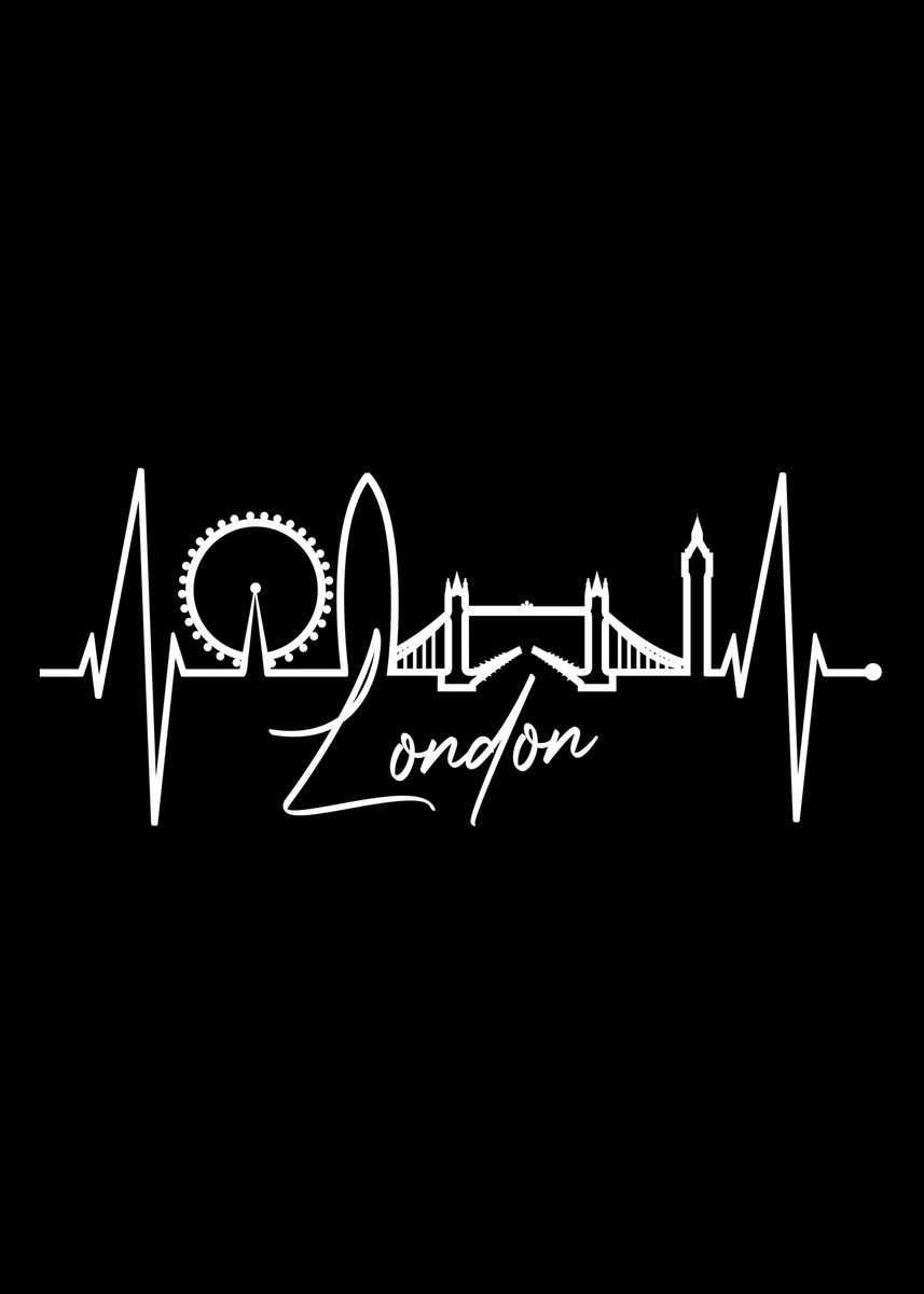 'London Skyline Heartbeat' Poster, picture, metal print, paint by ...