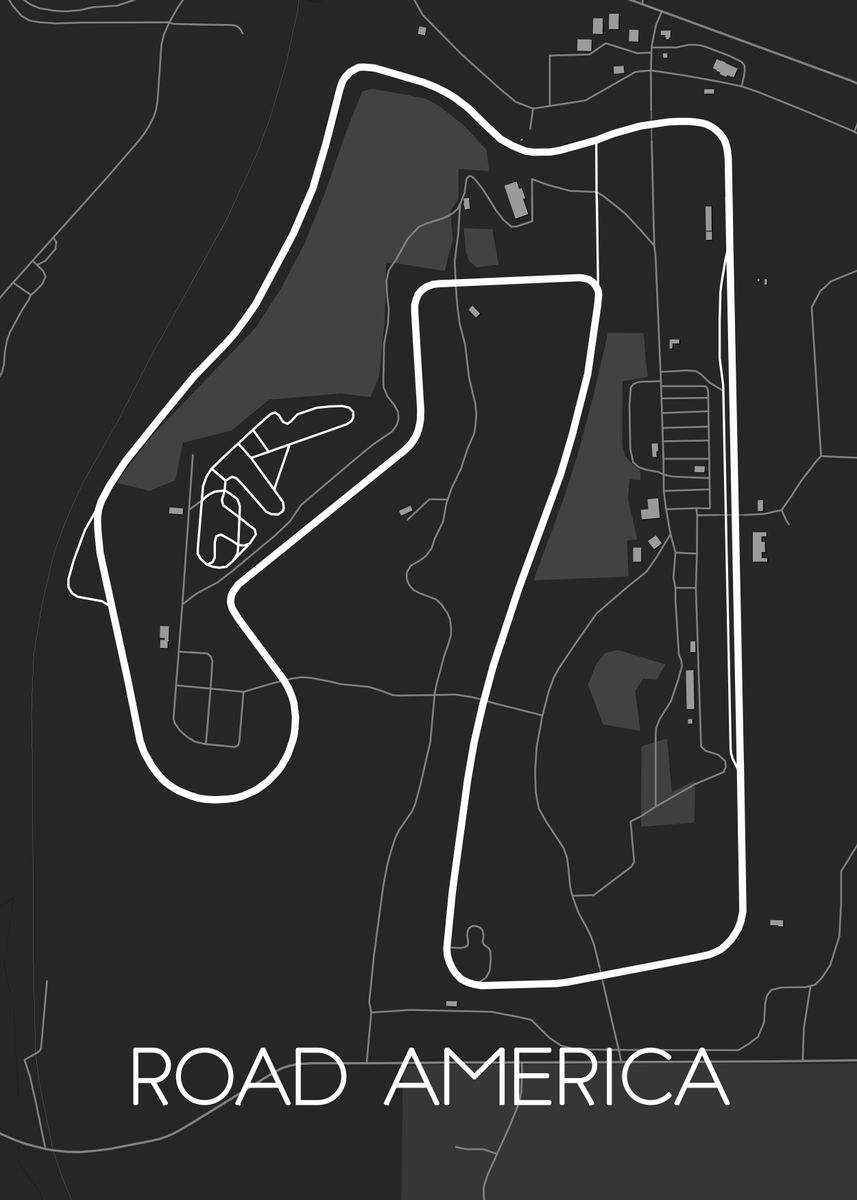 'Road America Track Map' Poster by Sam Kal | Displate