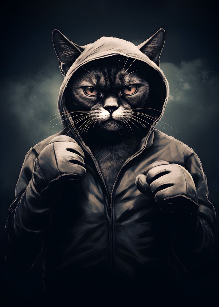 'Cat Boxer Portrait' Poster, picture, metal print, paint by Chris Nolan ...
